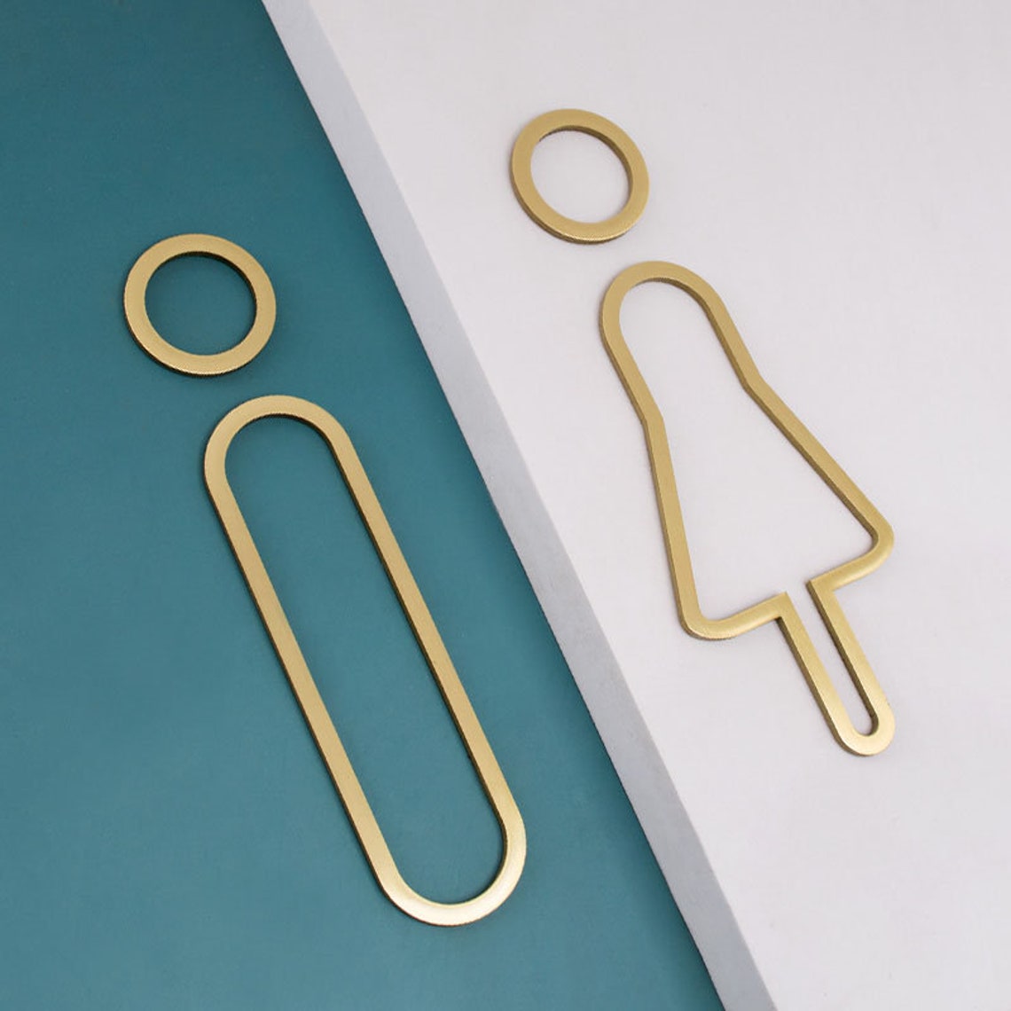 Modern Brass Unisex Restroom Sign: WC Pictogram Door Plaque - Etsy