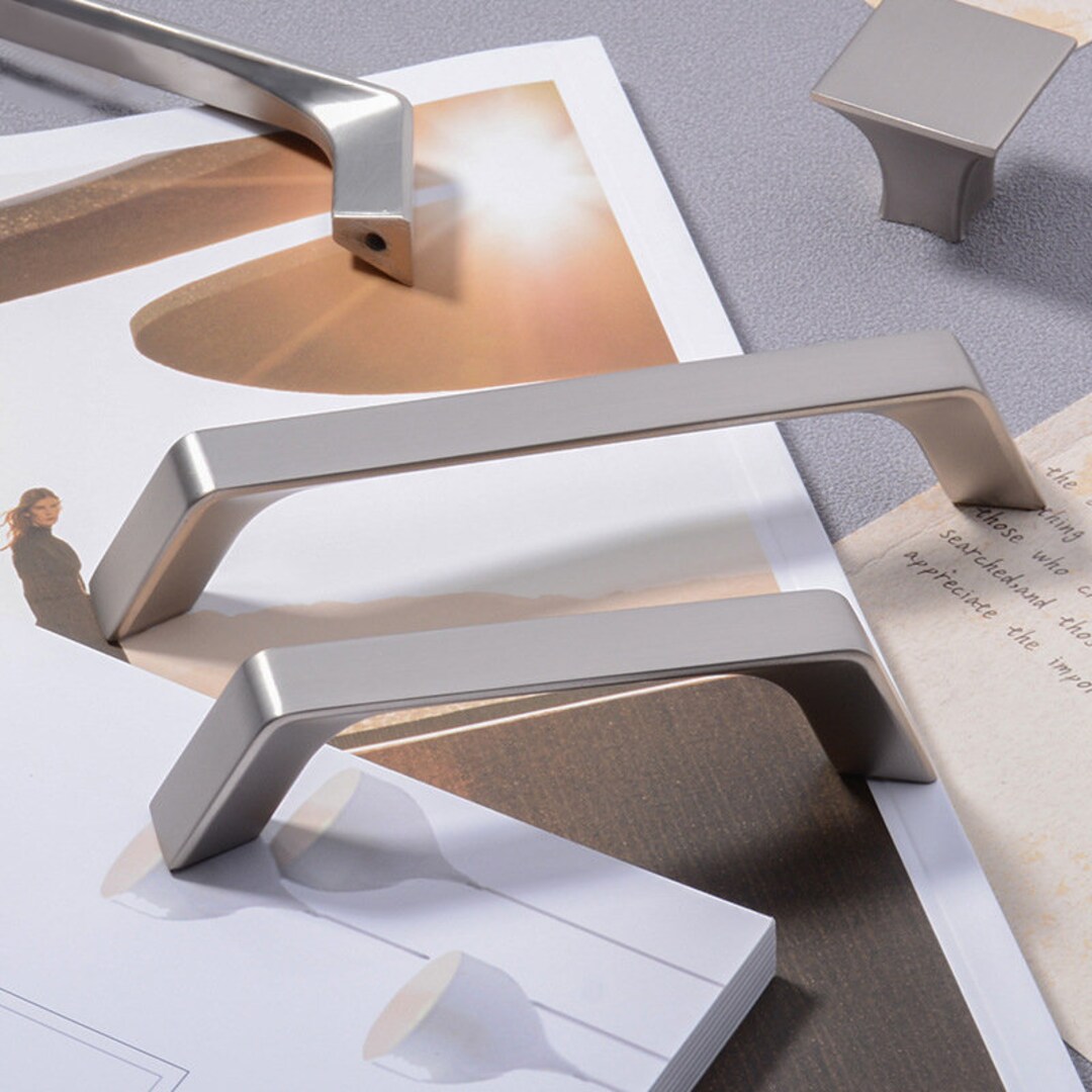 Brushed Nickel Cabinet Handles: Modern Zinc Alloy Drawer Pulls - Etsy