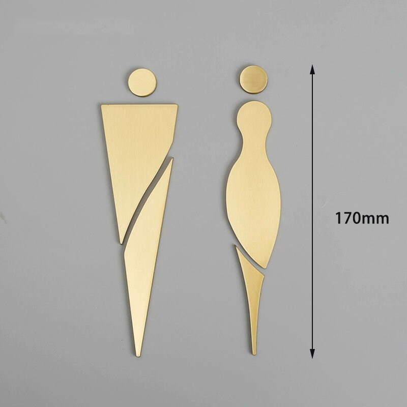 Modern Brass Unisex Restroom Sign: WC Pictogram Door Plaque - Etsy