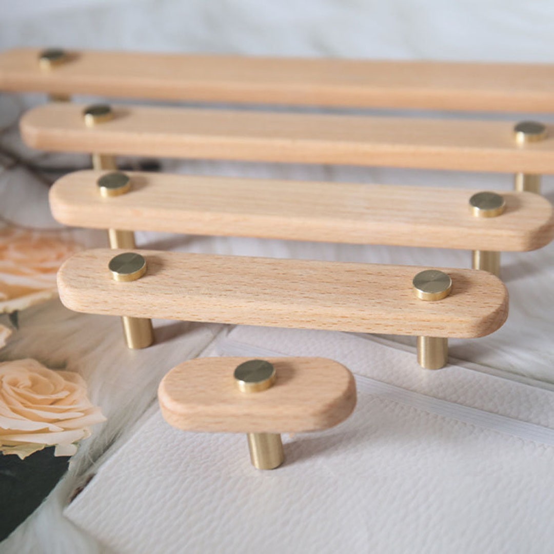 Wooden Cabinet Handles Modern Drawer Knob Dresser Door Hardware Kitchen ...