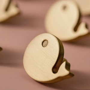Cute Brass Finish Knobs Fish Drawer Pull Handles Gold Handle Golden Whale Shape Cabinet Knob ...