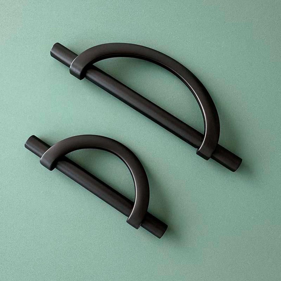 Black Kitchen Cabinet Pulls Half Moon Handles Simple Dresser Handles ...