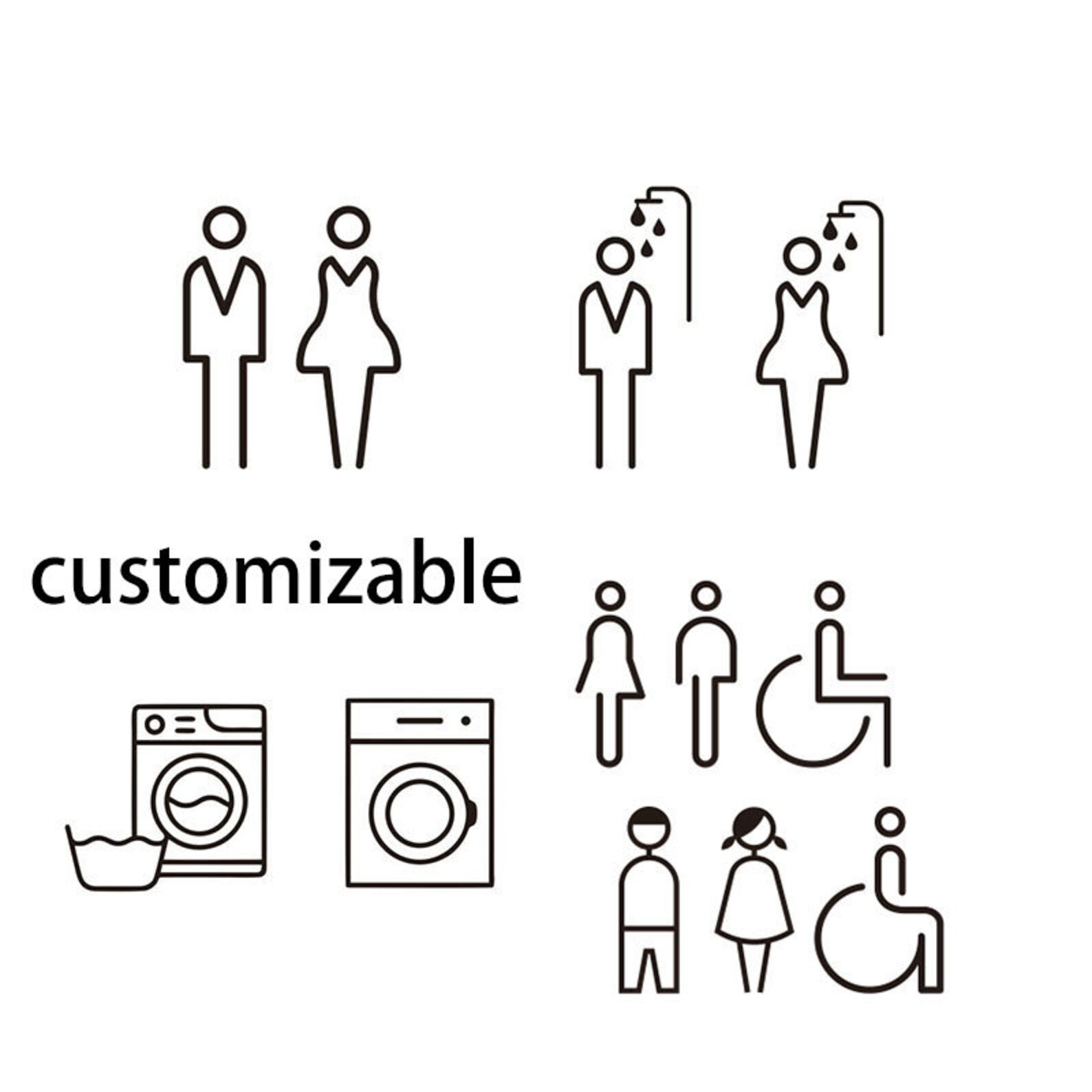Modern Brass Unisex Restroom Sign: WC Pictogram Door Plaque - Etsy