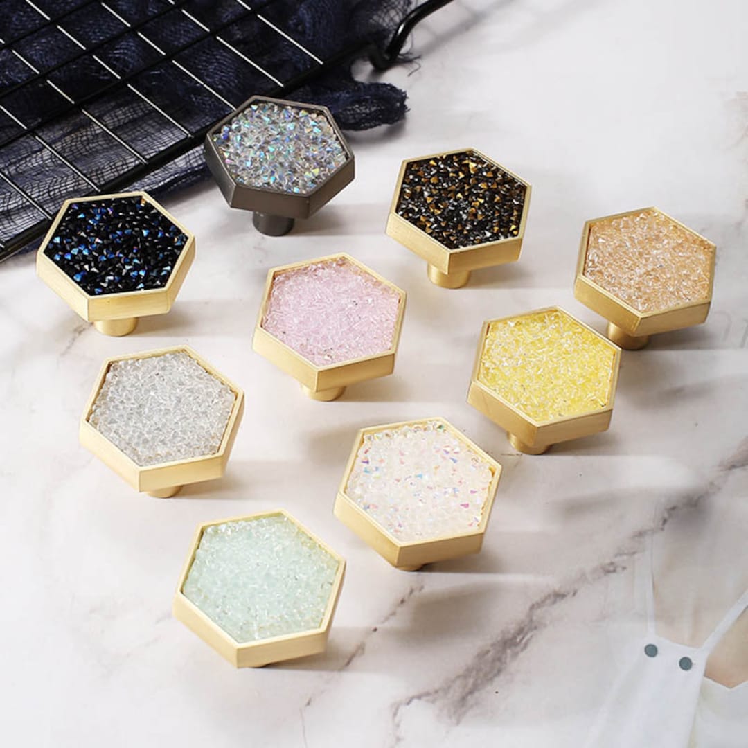 Decorative Hexagon Knob Cabinet Knobs Drawer Knob Brass Handles Kitchen ...