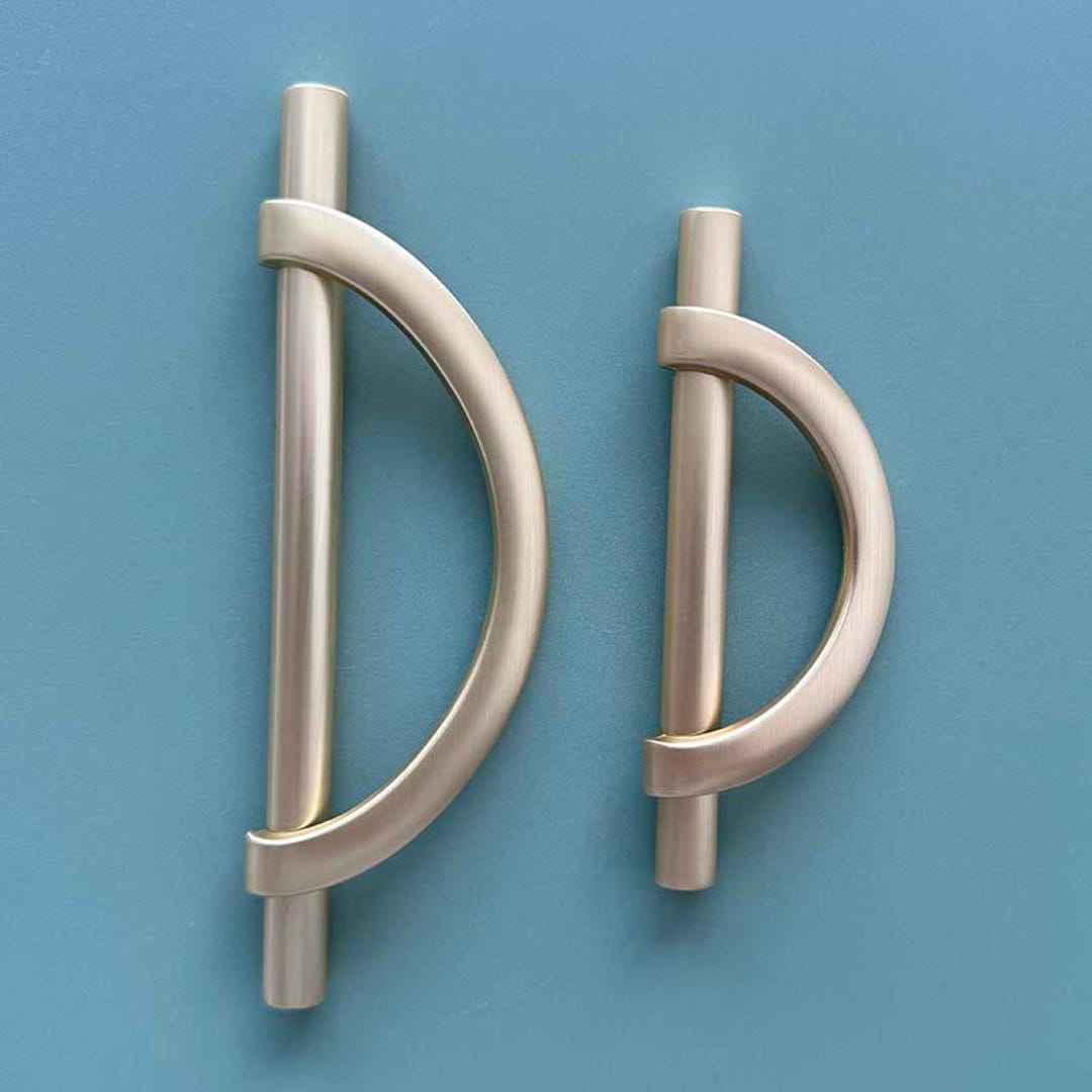 Brushed Brass Half Moon Cabinet Pulls: Modern Drawer Handles - Etsy