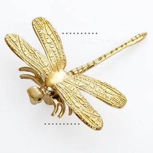 Antique Dragonfly Knobs Pure Brass Drawer Pulls Solid Brass Dresser Handle Cabinet Hardware ...