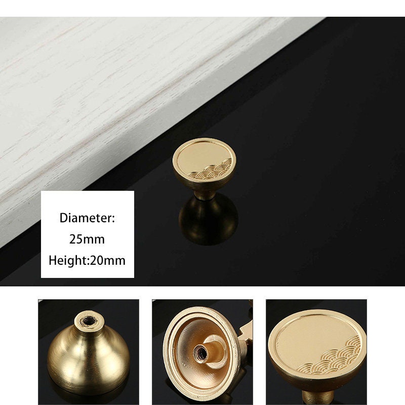 Brass Knobs Cabinet Knobs Solid Brass Round Dresser Drawer | Etsy