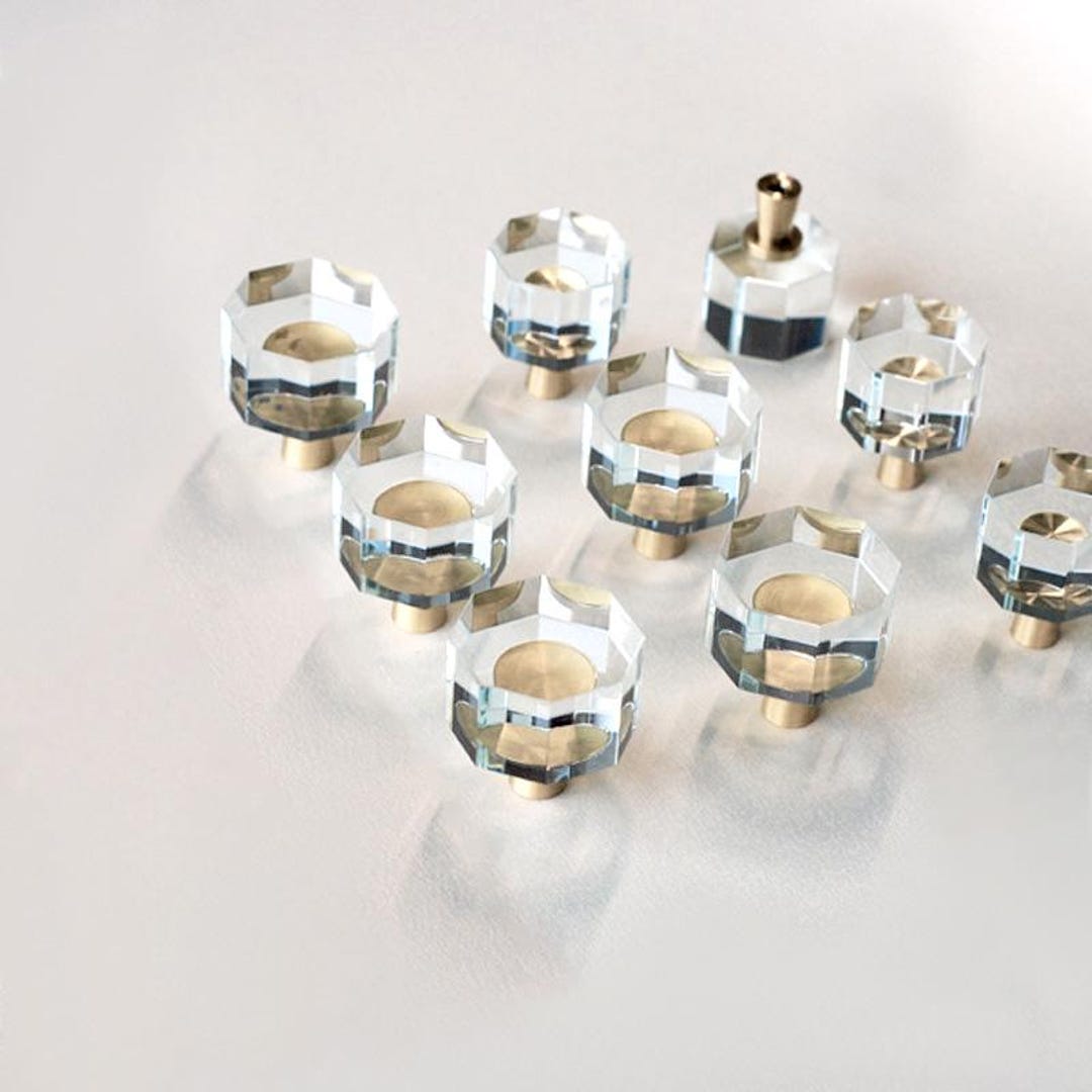 Clear Glass Kitchen Cabinet Knobs Octagon Drawer Knobs Decorative ...