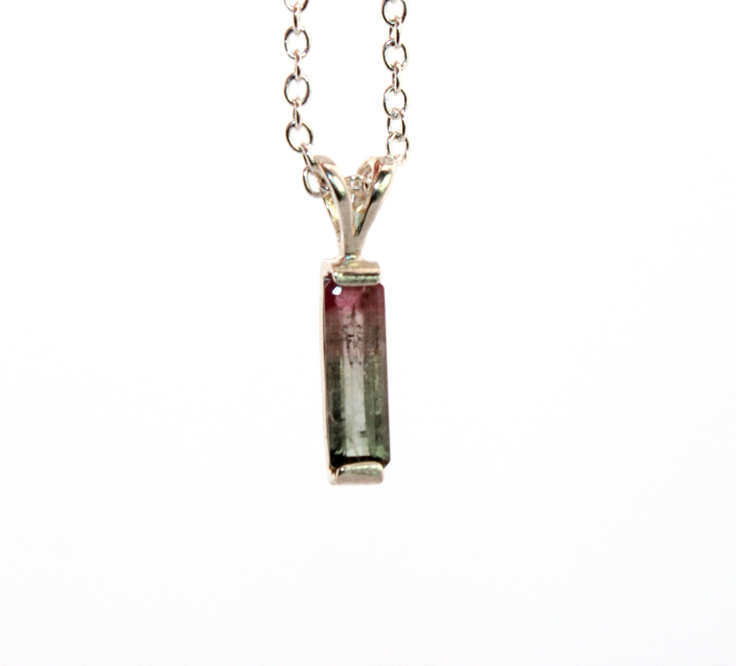 Natural Bi-colored Tourmaline Sterling Silver Necklace NT69 Natural Bi-colored Tourmaline Sterling Silver Necklace NT69