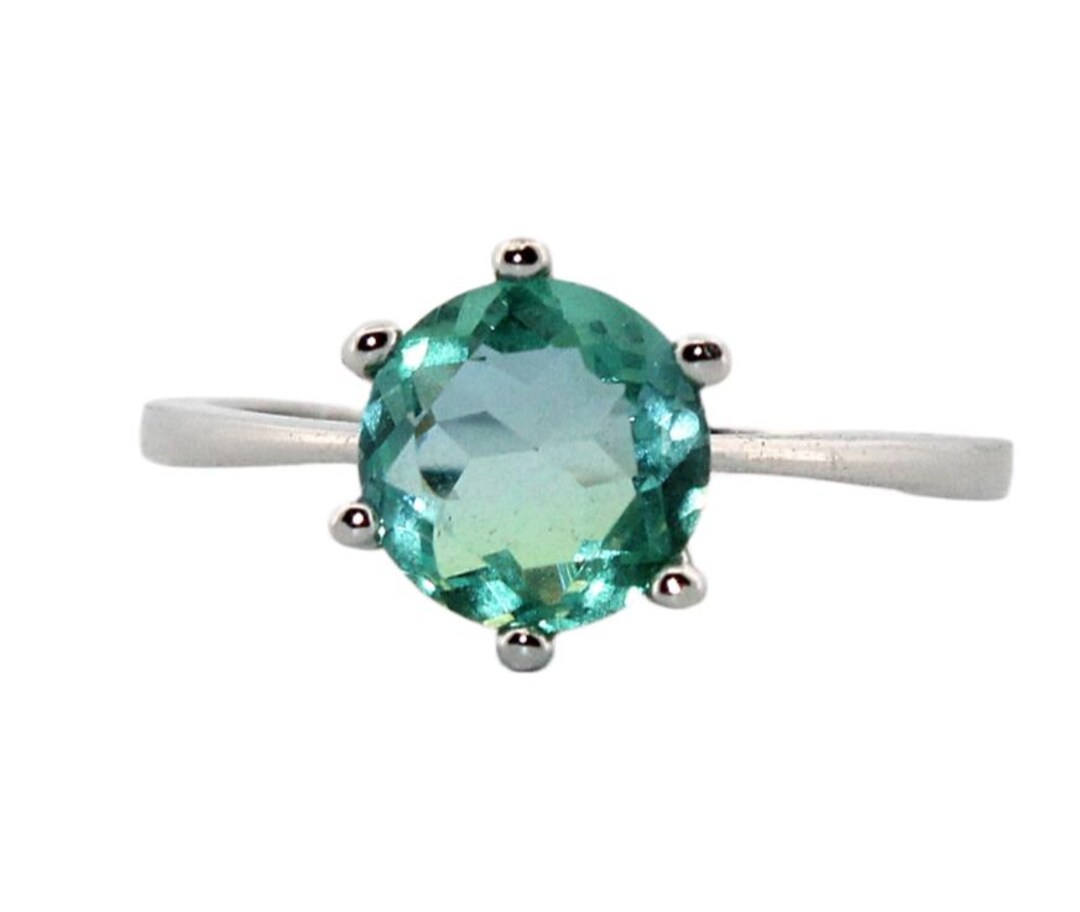 Anillo de plata con turmalina azul y verde redonda de 1 ct 1RBGTSRS ...