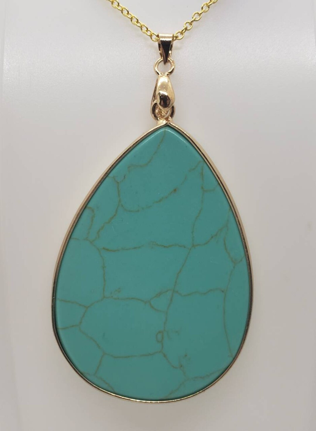 Pear Turquoise Gold Necklace - Etsy