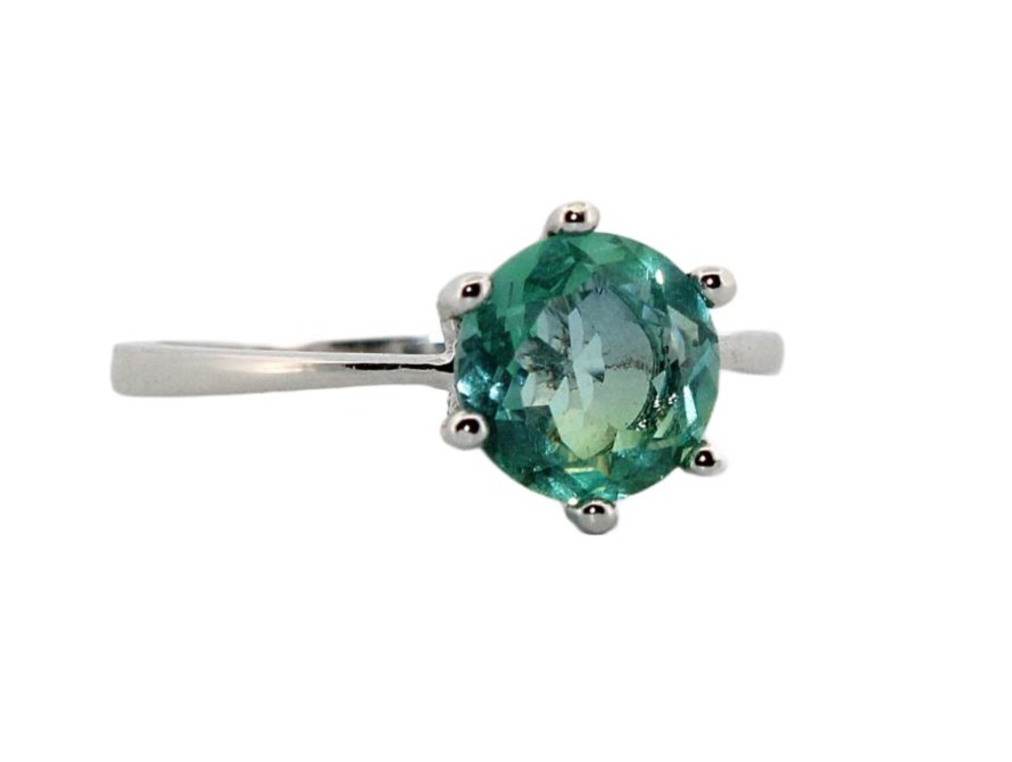 Anillo de plata con turmalina azul y verde redonda de 1 ct 1RBGTSRS ...