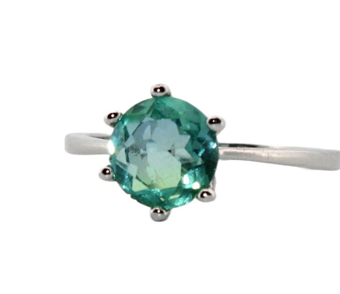 Anillo de plata con turmalina azul y verde redonda de 1 ct 1RBGTSRS ...