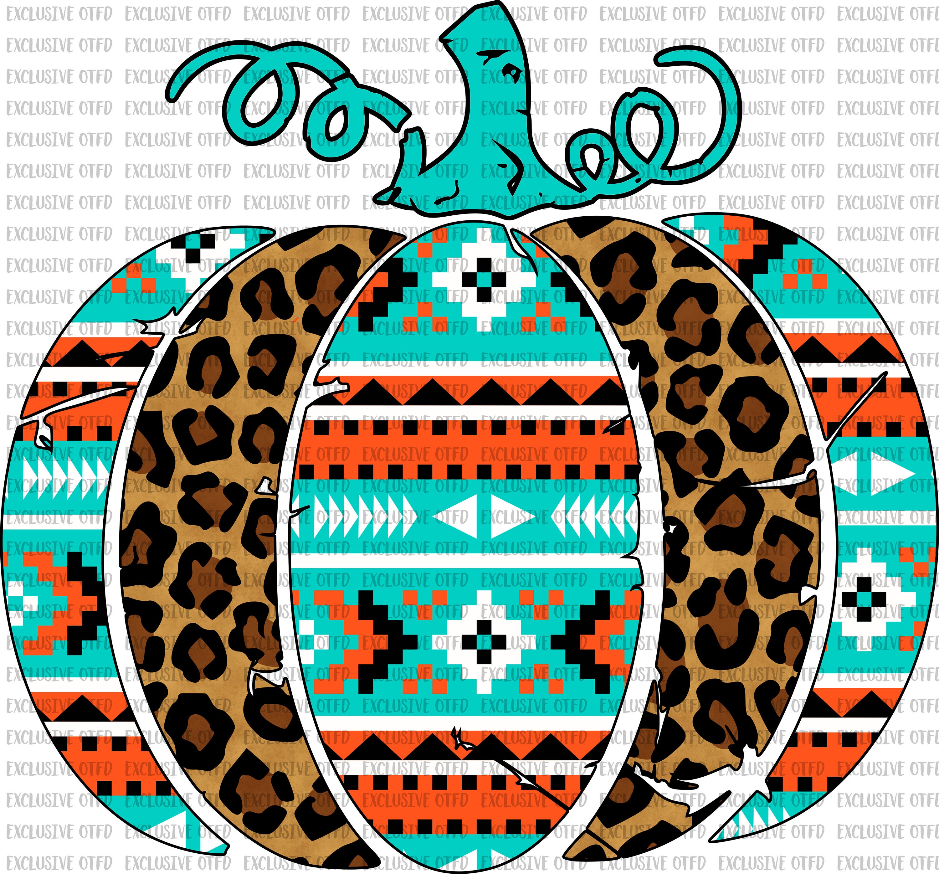 Aztec and Leopard Pattern Pumpkin Digital Design Sublimation | Etsy