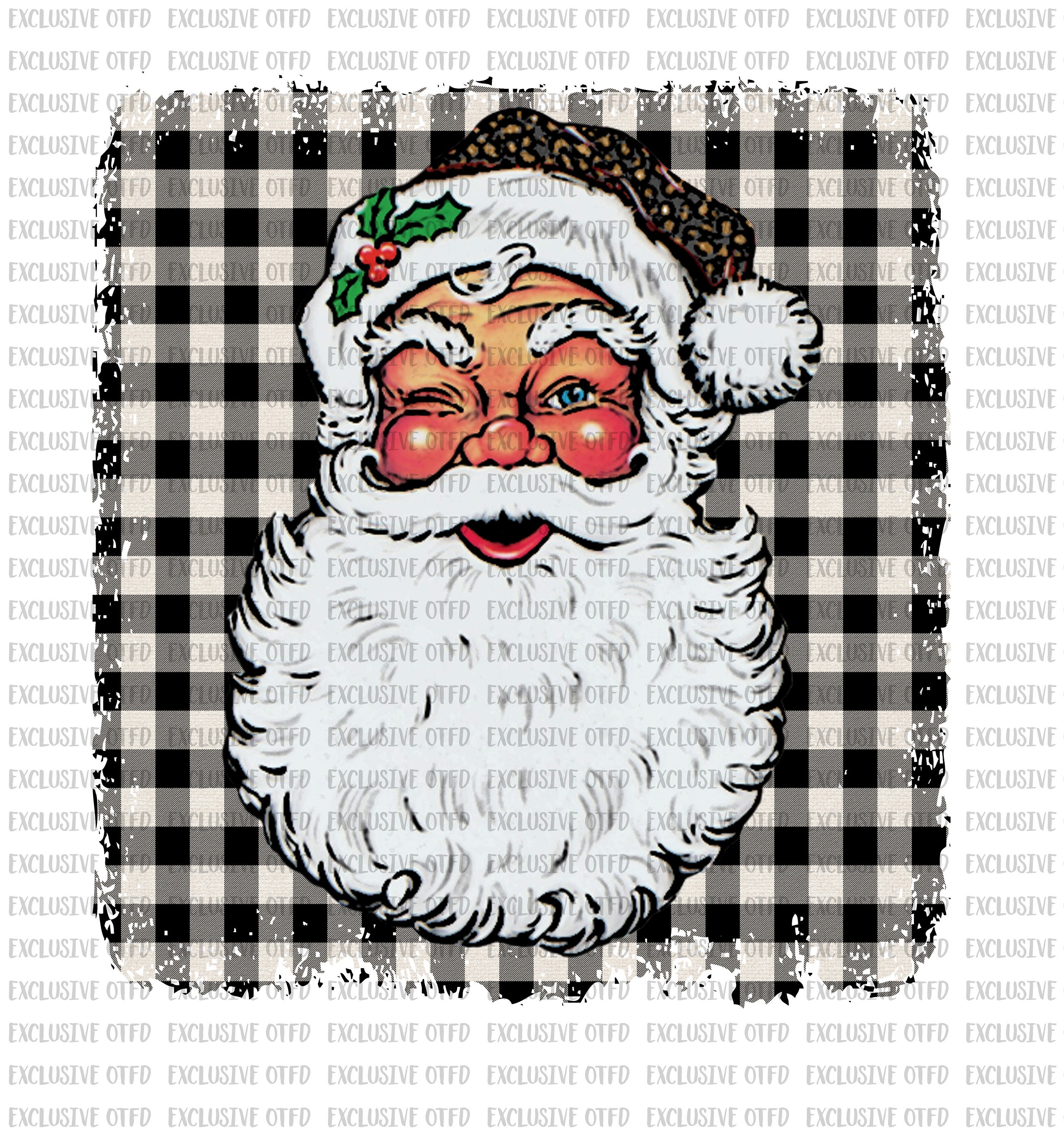 Santa With Plaid Background Digital Design Sublimation - Etsy