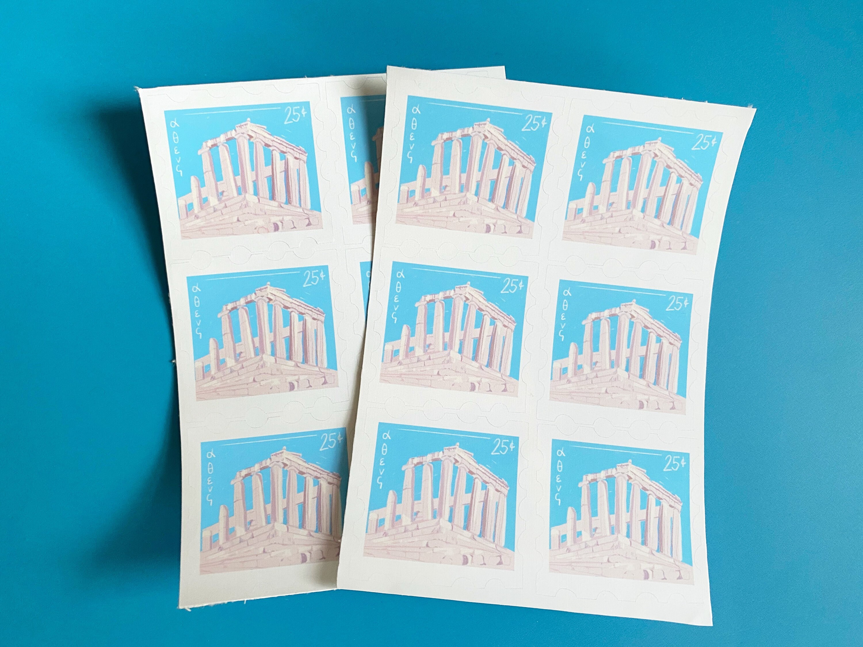 Athens Greece Stamp Stickers Sheet Planner Stickers - Etsy