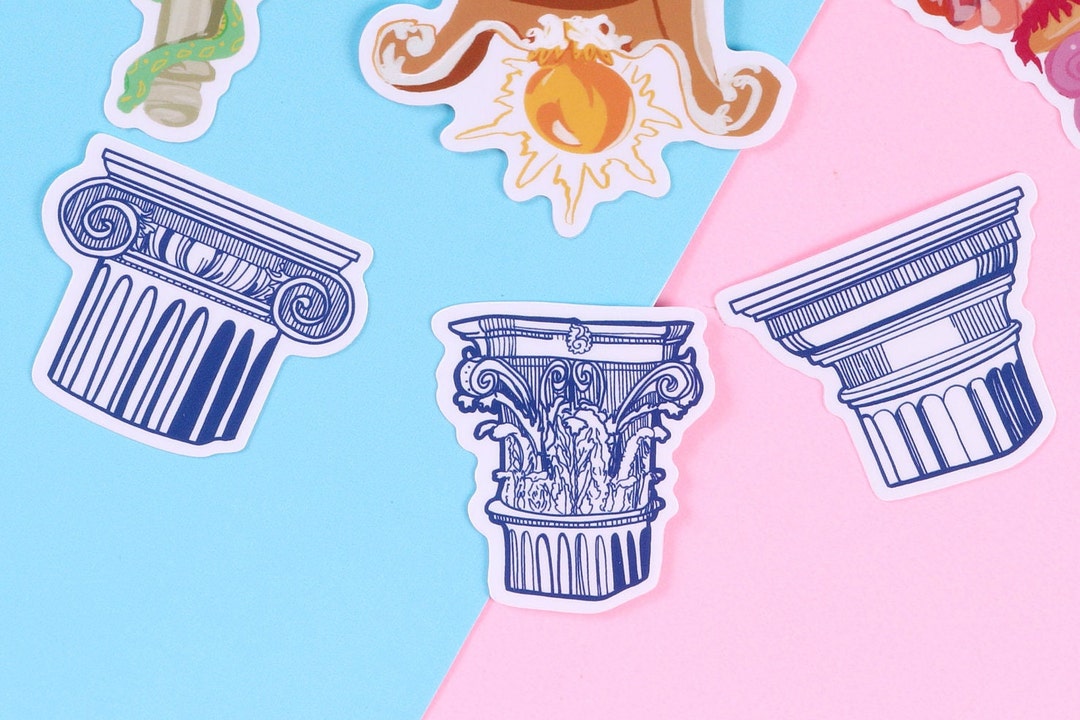 SET OF 3 Greek Columns Doric Ionic Corinthian Architecture CLEAR Vinyl ...