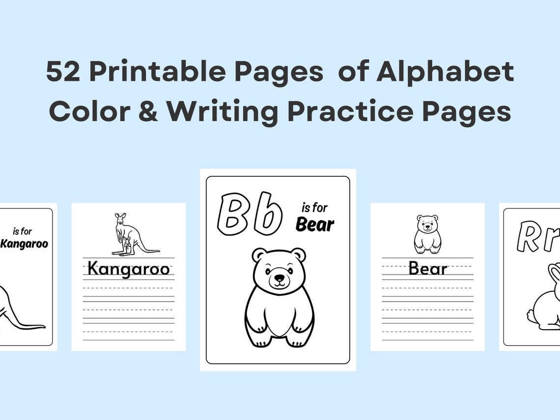Printable Alphabet Coloring Pages and Writing Practice, Preschool ...