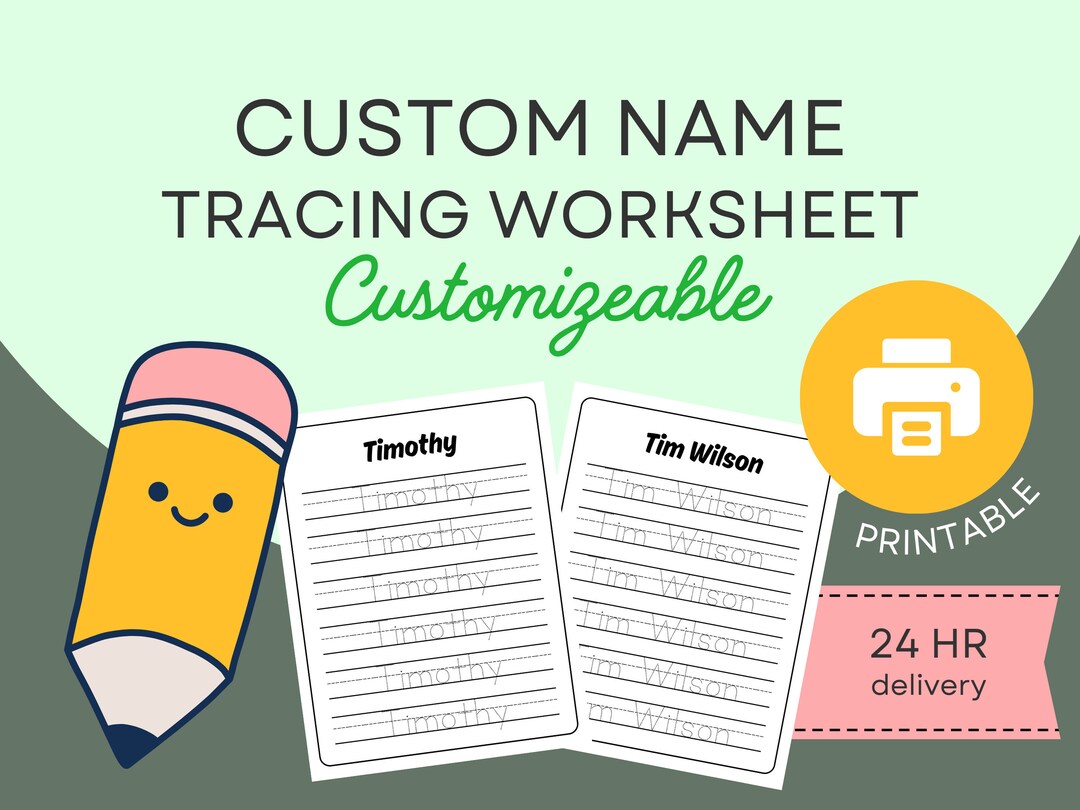 Custom Name Tracing Worksheet, Handwriting Practice, Personalized Name ...