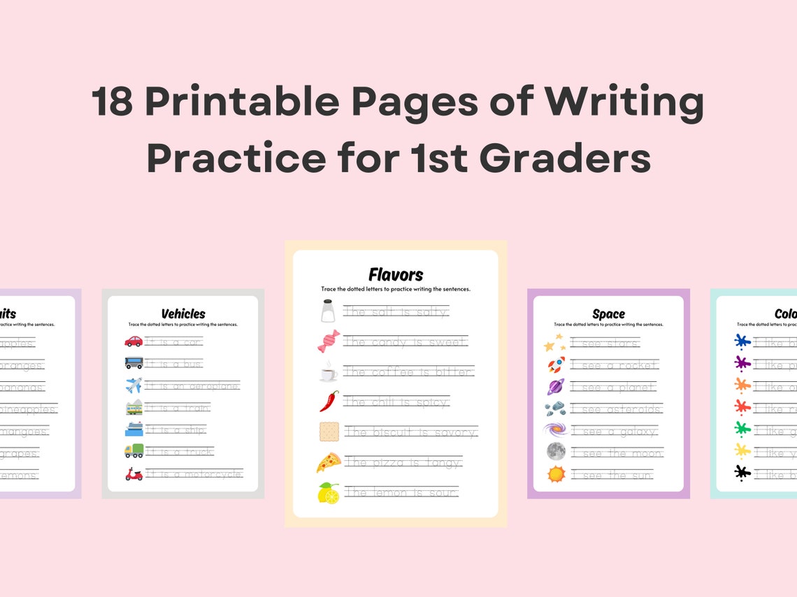 Writing Practice Printable Worksheets, First Second Third Grade ...