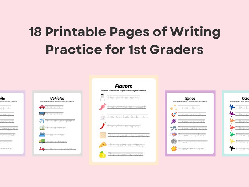 Writing Practice Printable Worksheets, First Second Third Grade ...