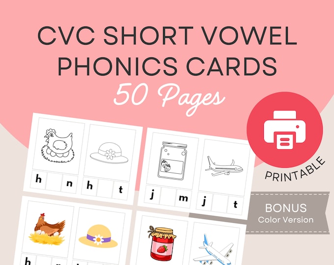 Phonics Worksheets CVC Short Vowels -search & Write (kindergarten/first ...