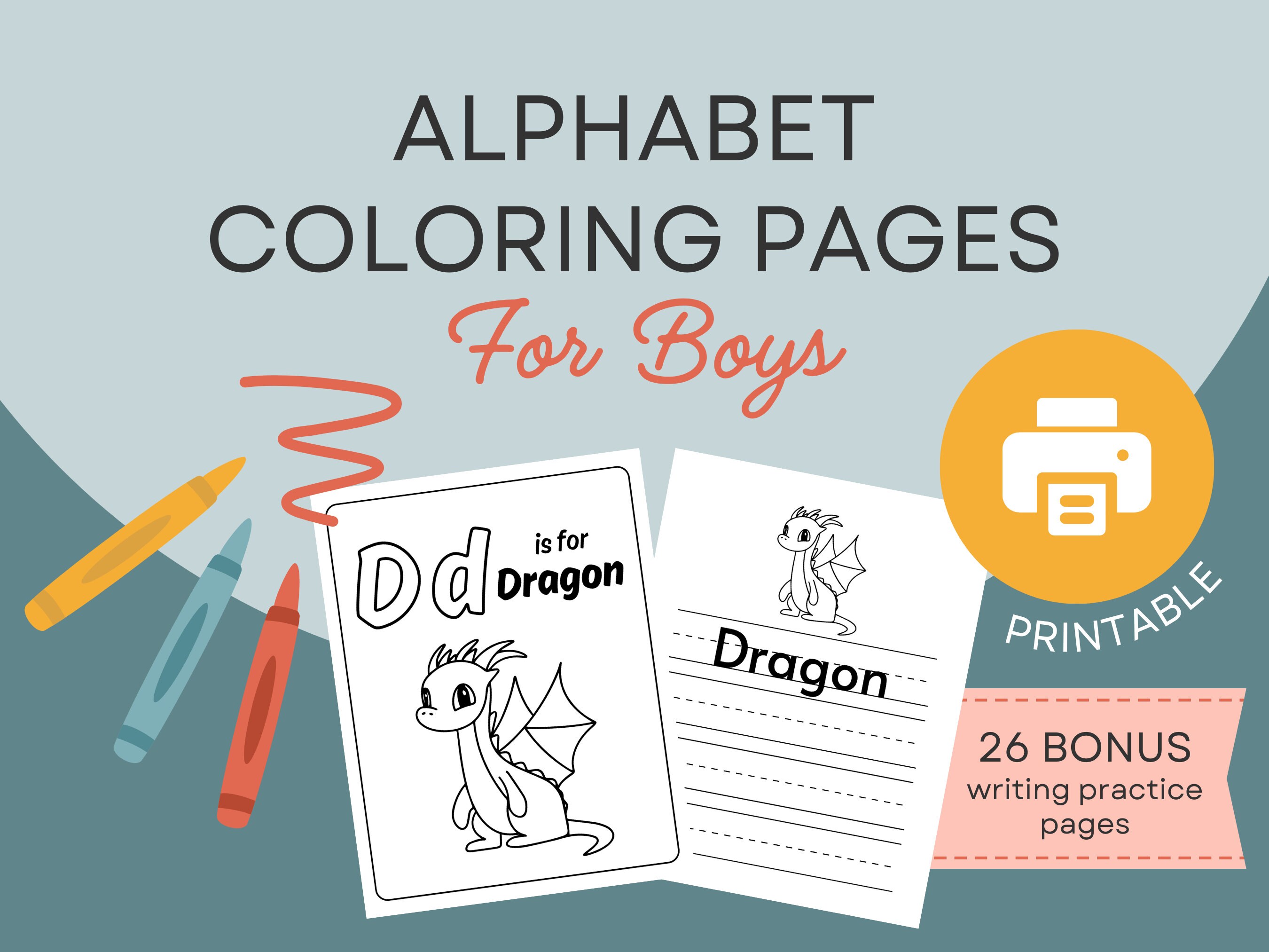 Printable Alphabet Coloring Pages and Writing Practice, Preschool ...