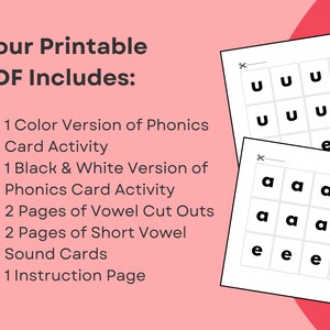 CVC Short Vowel Phonics Cards, Learning Phonics Activity, Consonant and ...