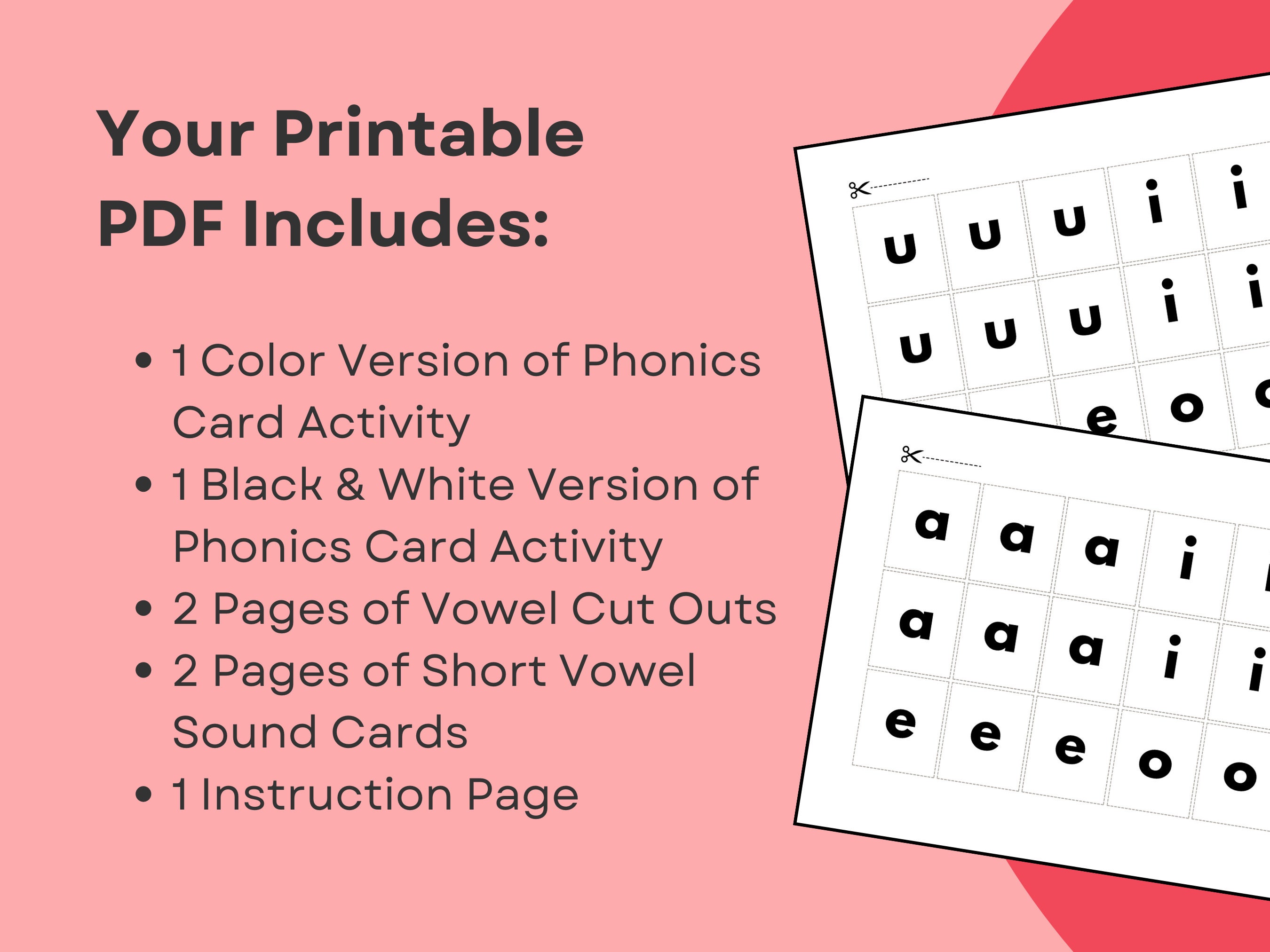 CVC Short Vowel Phonics Cards, Learning Phonics Activity, Consonant and ...