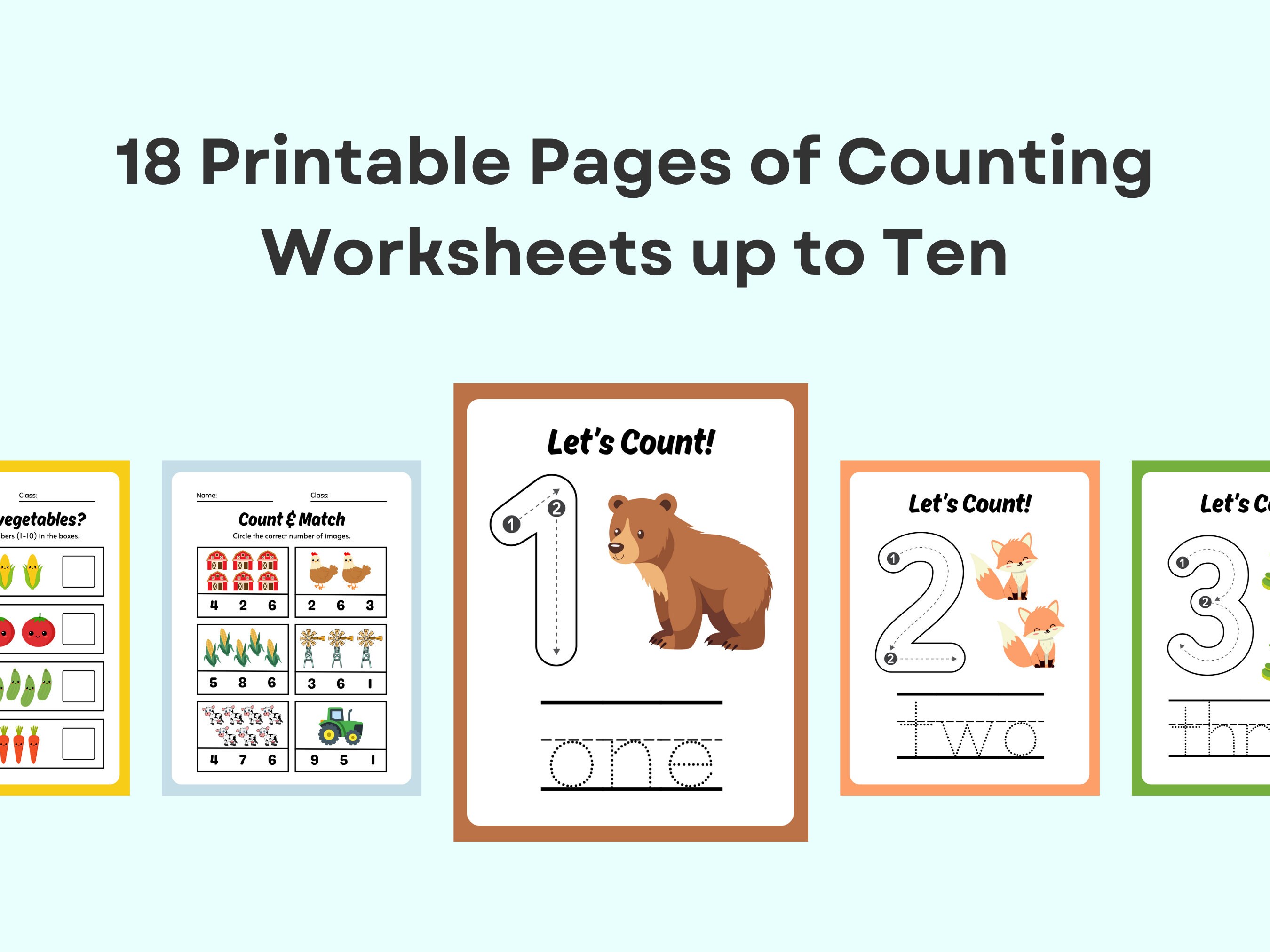 Preschool Counting Printable Worksheets, PDF Printable Counting ...
