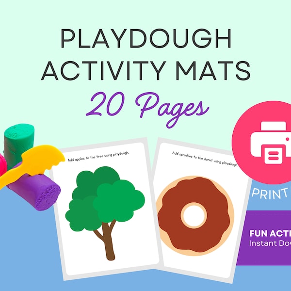 Playdough Activity Mats 20 Pages Printable Creative Playdough Mats ...