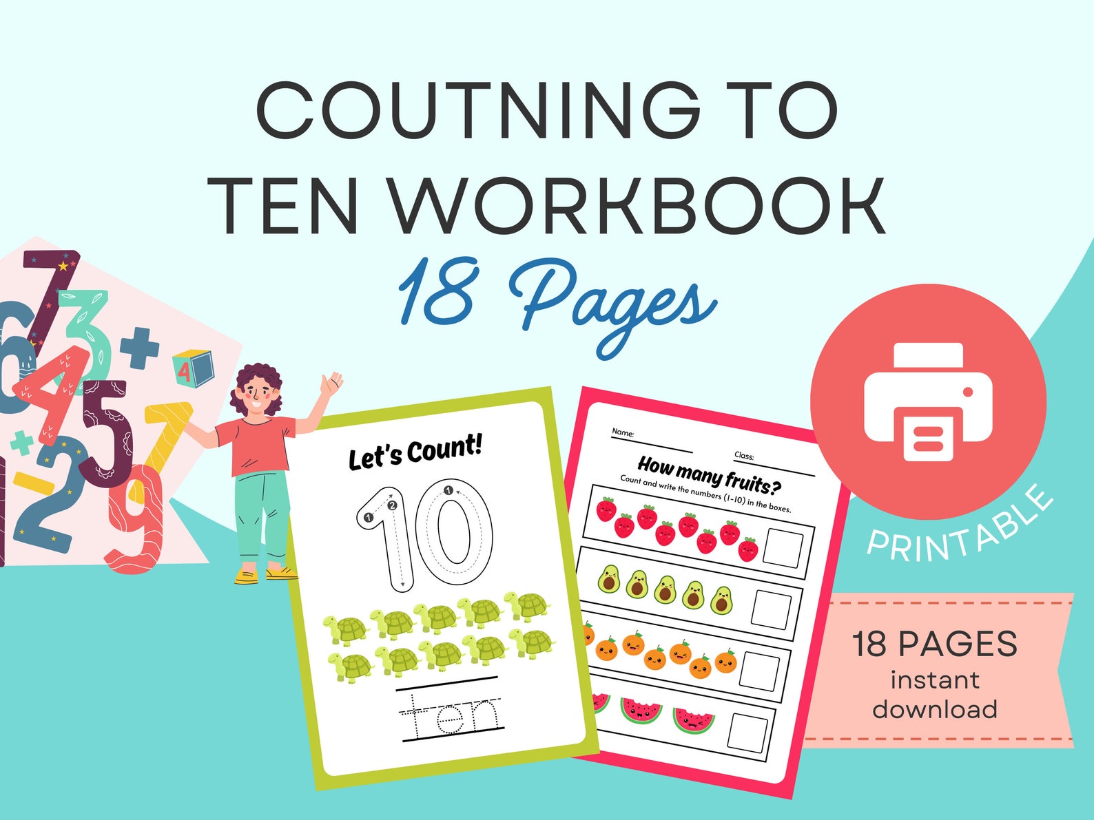 Preschool Counting Printable Worksheets, PDF Printable Counting ...