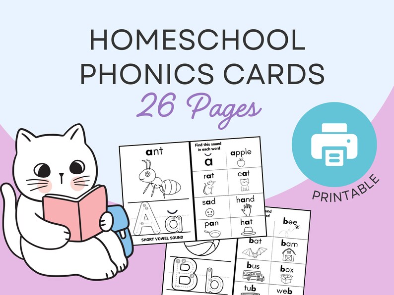 Preschool Phonics Flashcards, Kindergarten, Learn to Read Flash Cards ...
