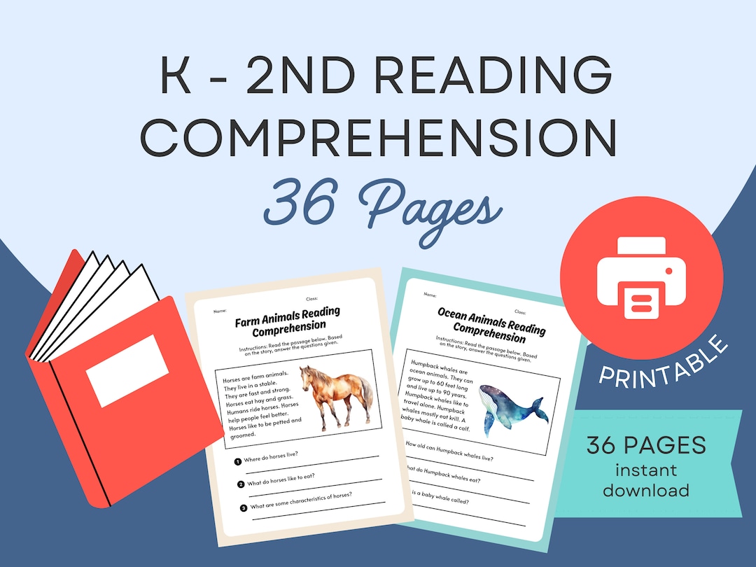 Comprehensive Reading Printable Worksheets, Kindergarten First Second ...