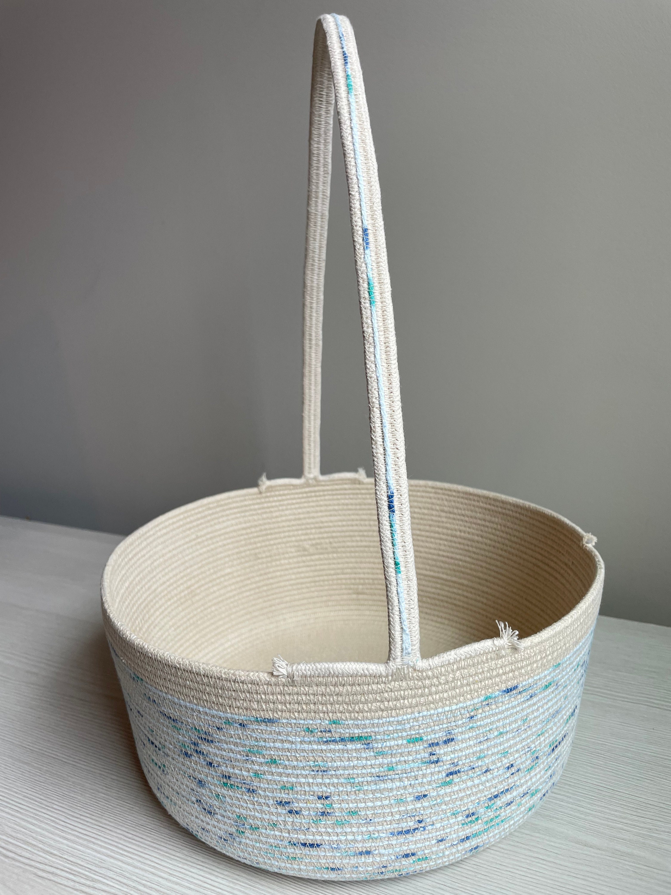 Kids Easter Basket, Large Coiled Cotton Rope Easter Basket Heirloom ...