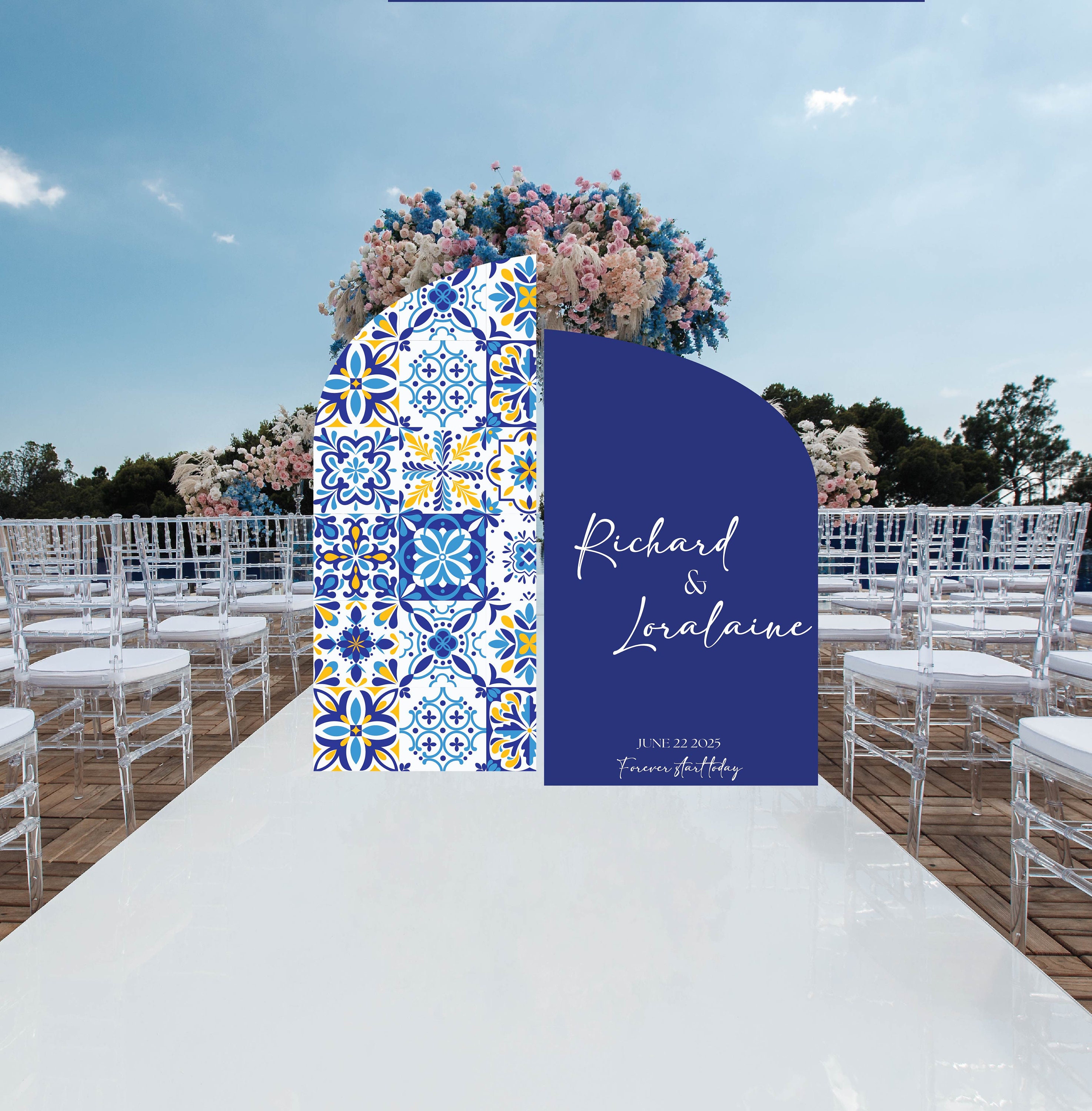 Mediterranean Arch Backdrop Panel Large Foamboard Mosaic Arched With ...