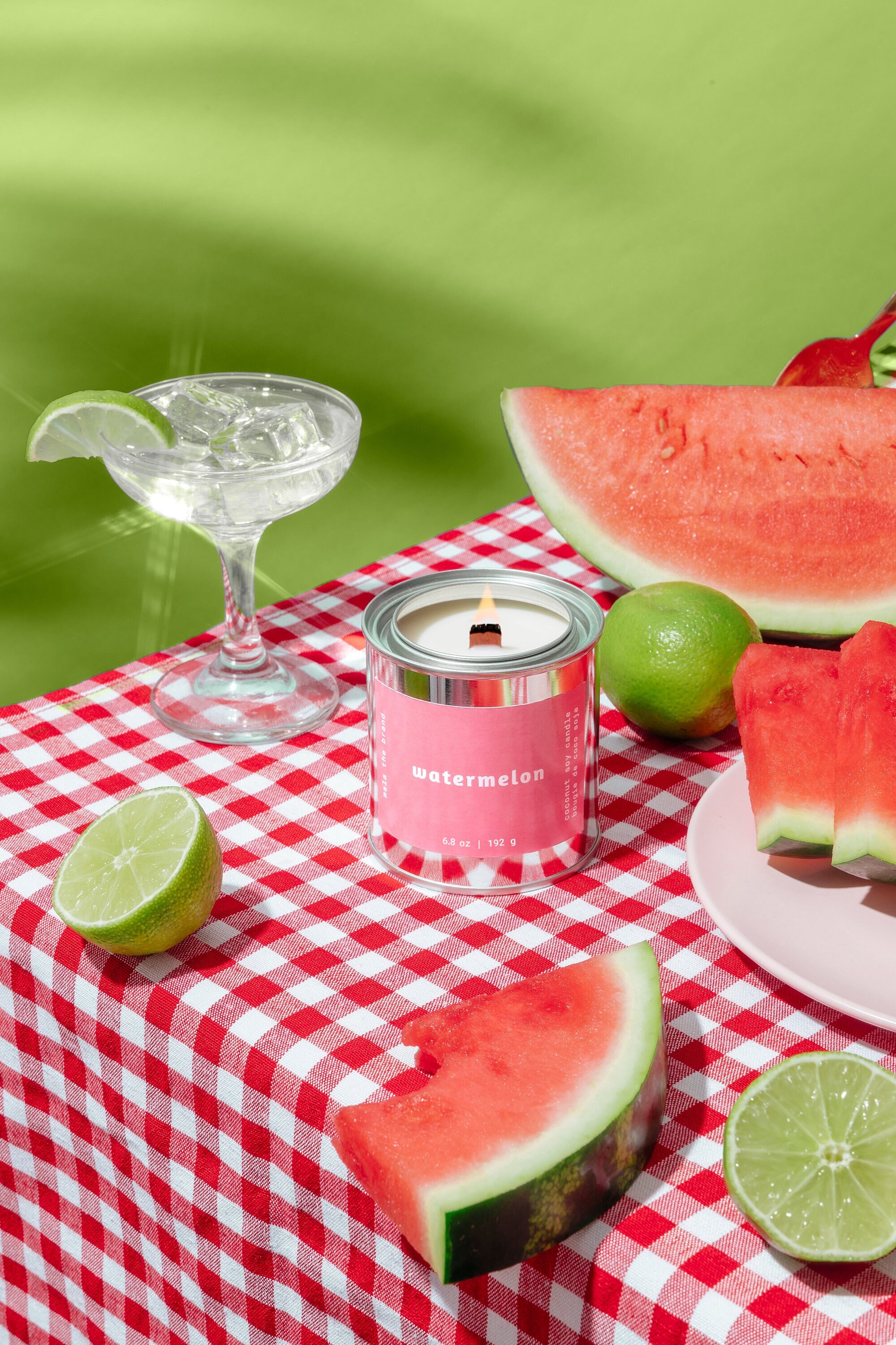 Watermelon Melon Lime Basil Watermelon Scented Soy Candle Minimalist ...