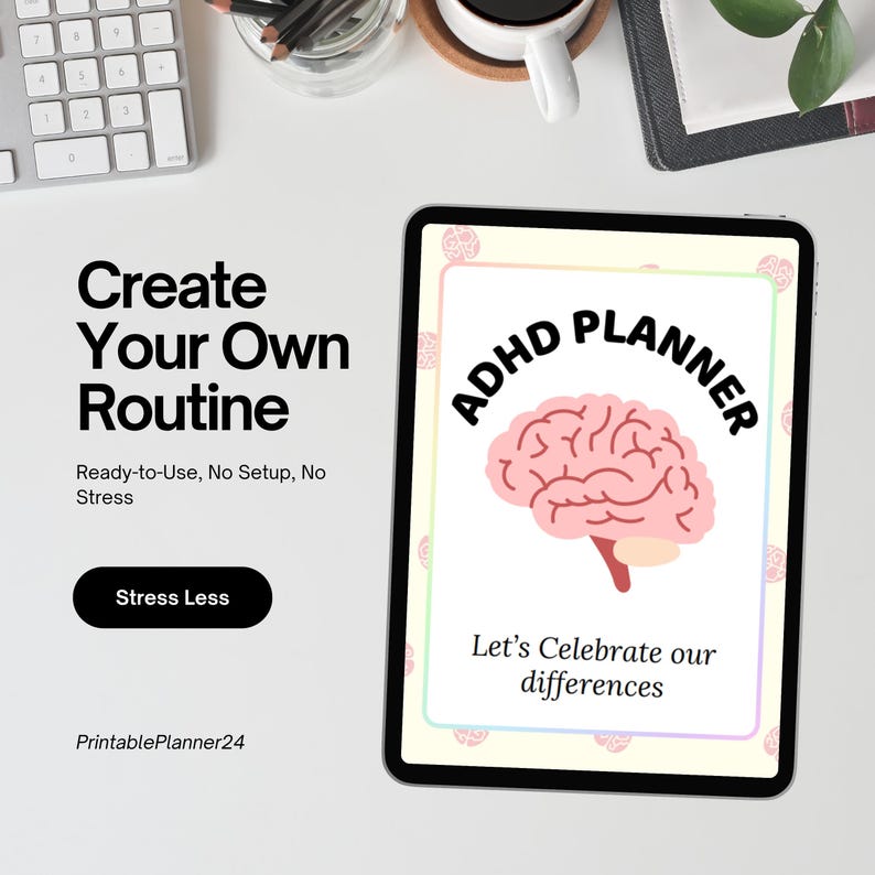 ADHD Digital Planner | Printable & Hyperlinked Pdf | Daily Focus ...