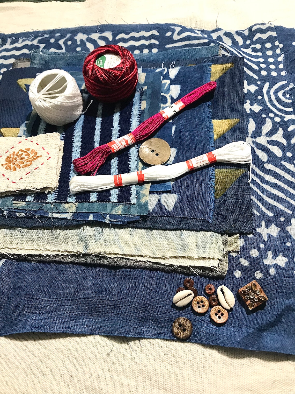 Indigo DIY Kit/ Boro Stitching Kit / Mending Quilting and - Etsy