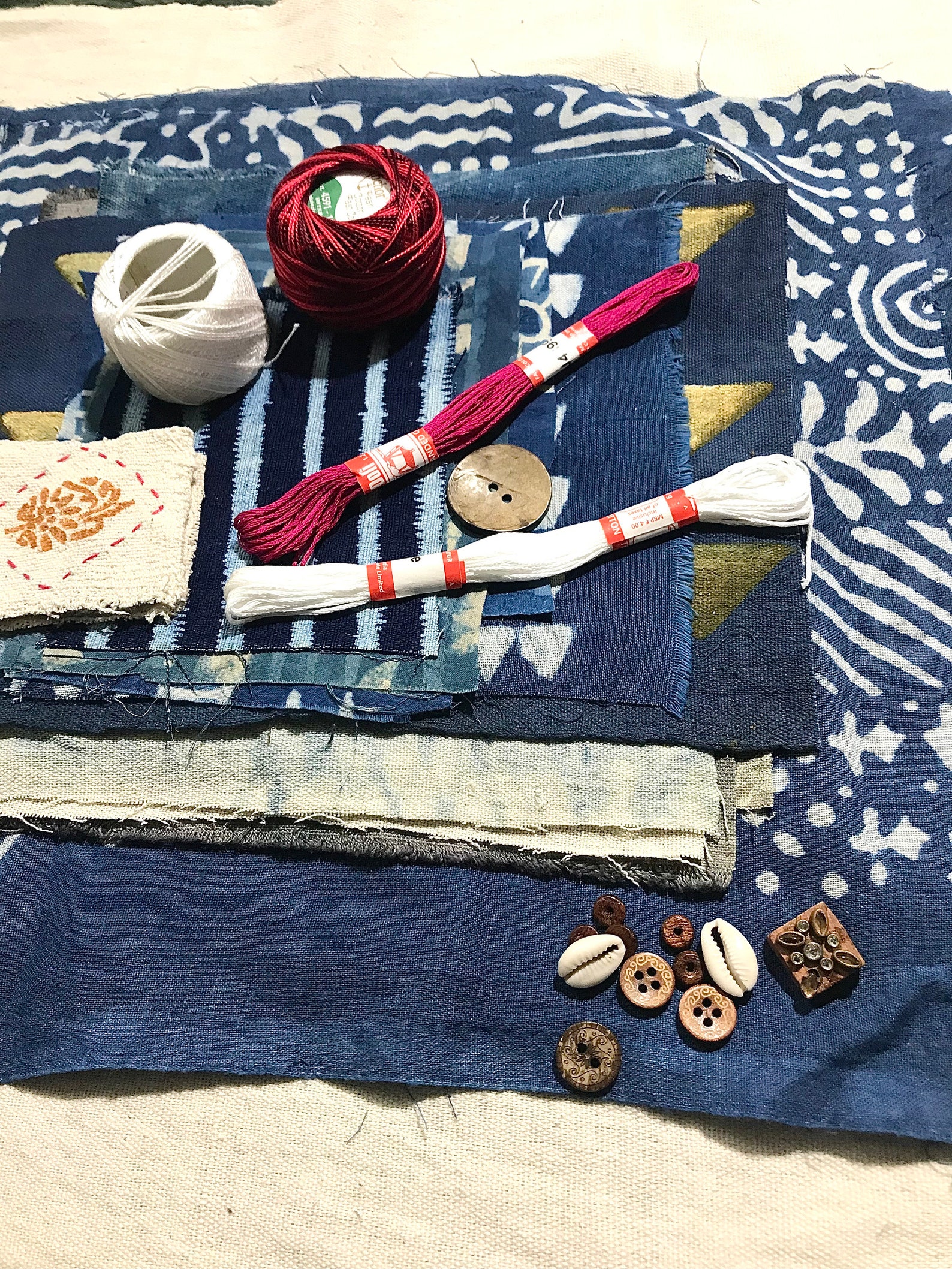 Indigo DIY Kit/ Boro Stitching Kit / Mending Quilting and - Etsy
