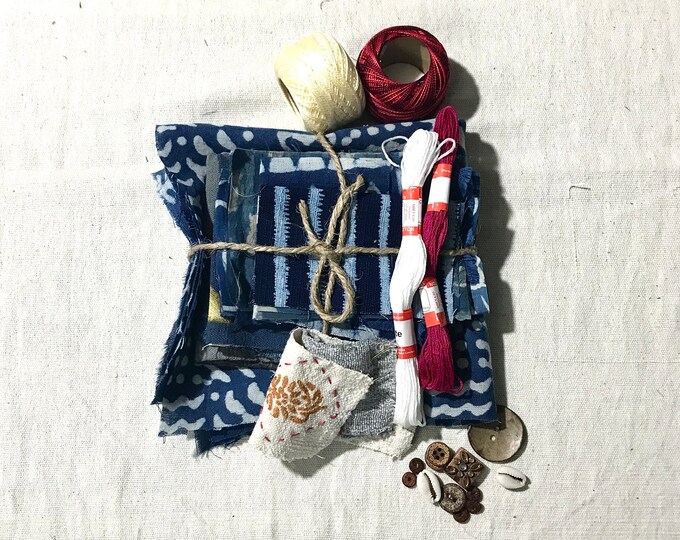 Indigo DIY Kit/ Boro Stitching Kit / Mending, Quilting and Upcycling ...
