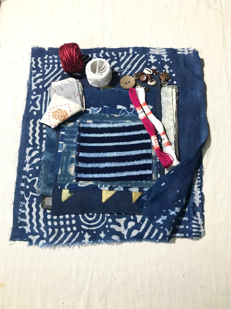 Indigo DIY Kit/ Boro Stitching Kit / Mending Quilting and - Etsy