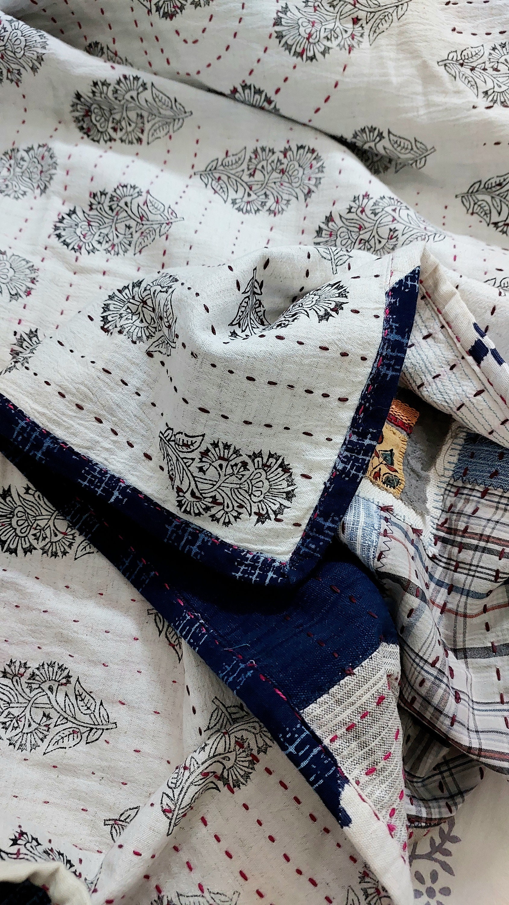 Buy Handmade Quilt / Boro Sashiko Quilt Pattern / 100% Cotton / Online ...