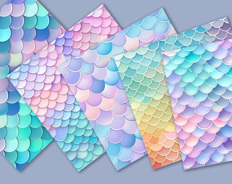 10 MERMAID TAILS| Mermaid | Printable Digital Paper Pack | Instant ...