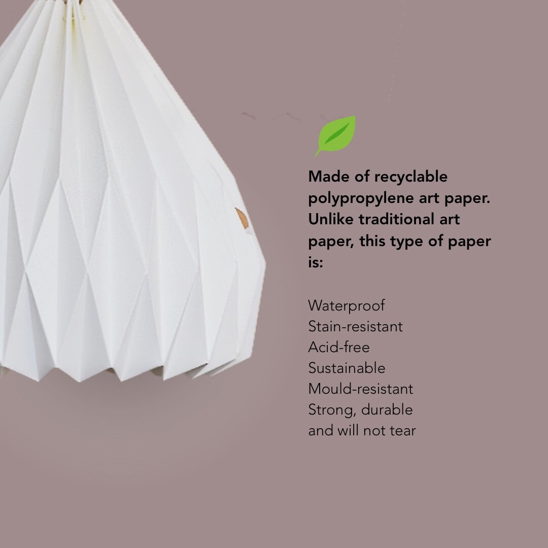 Large Origami Paper Lampshade Luma Linden White Pendant - Etsy