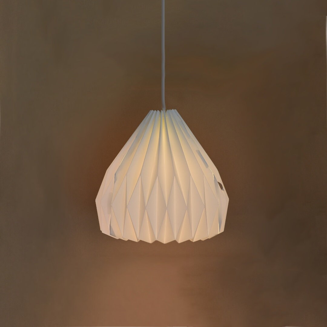 Large Origami Paper Lampshade Luma Linden White Pendant - Etsy