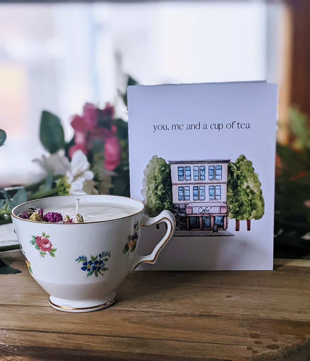 MINI GIFT SET Vanilla Floral Teacup W/ Card - Etsy