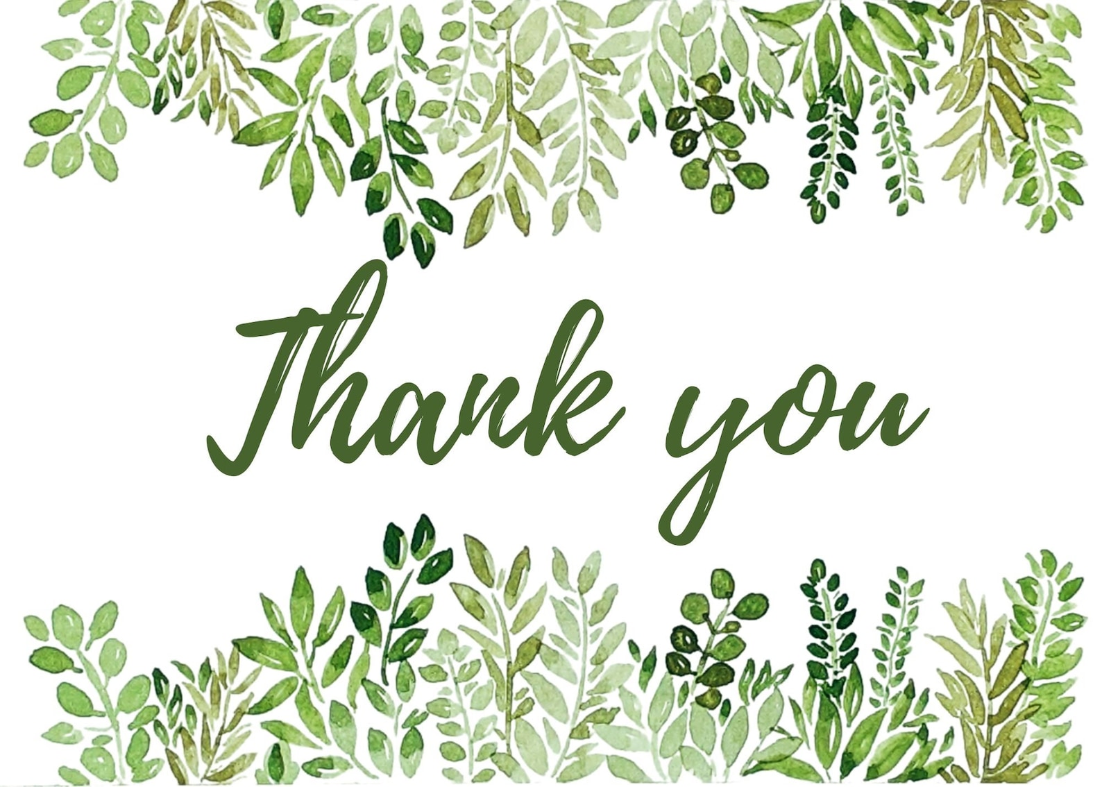 Printablegreen Leaf Border Thank You Card - Etsy