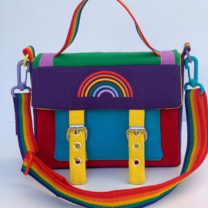 Rainbow Small Satchel Handbag for Kids, Personalised Birthday Gift for ...