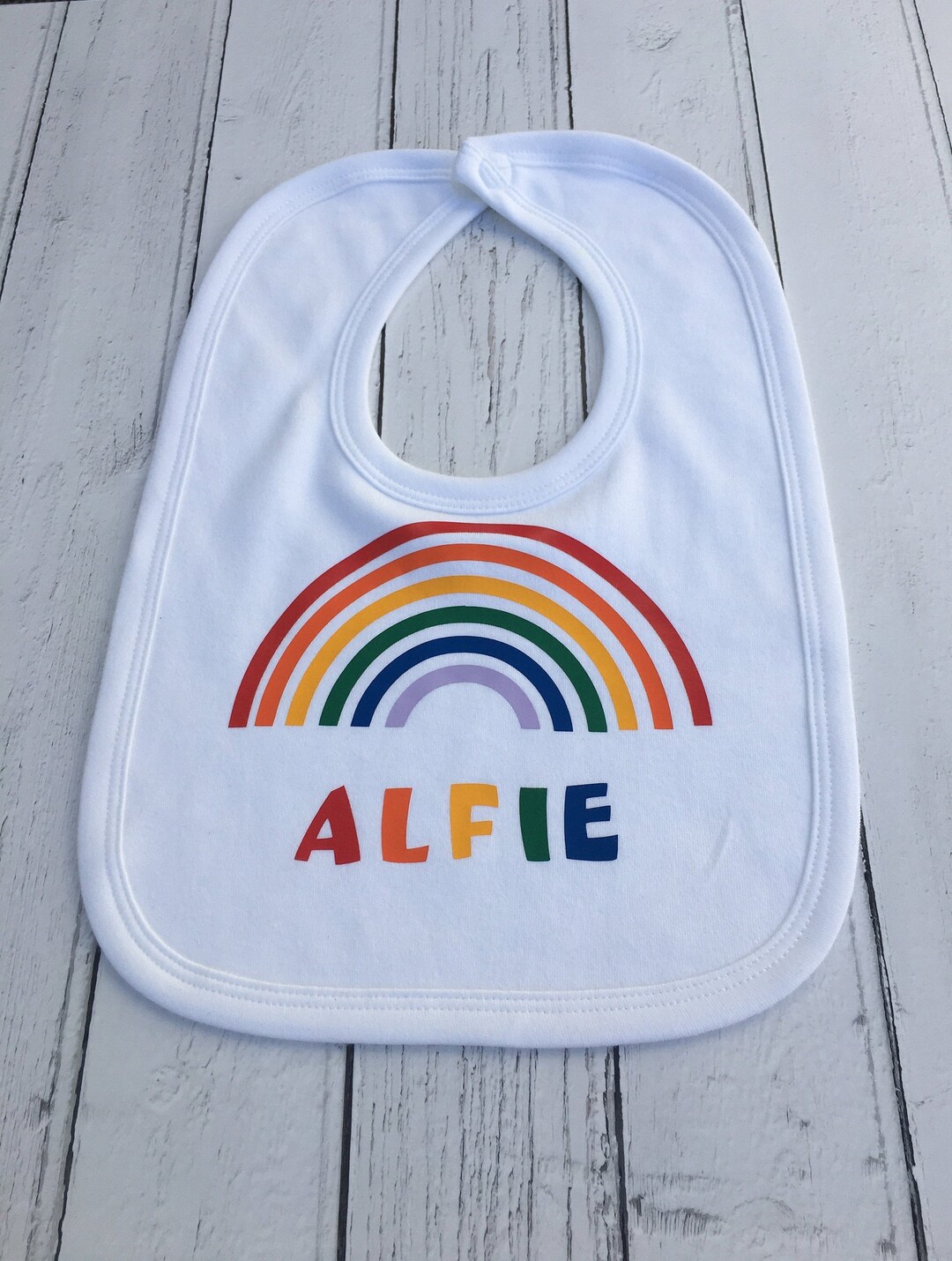 Personalised rainbow bib custom bib name bib 100% cotton - Etsy.de